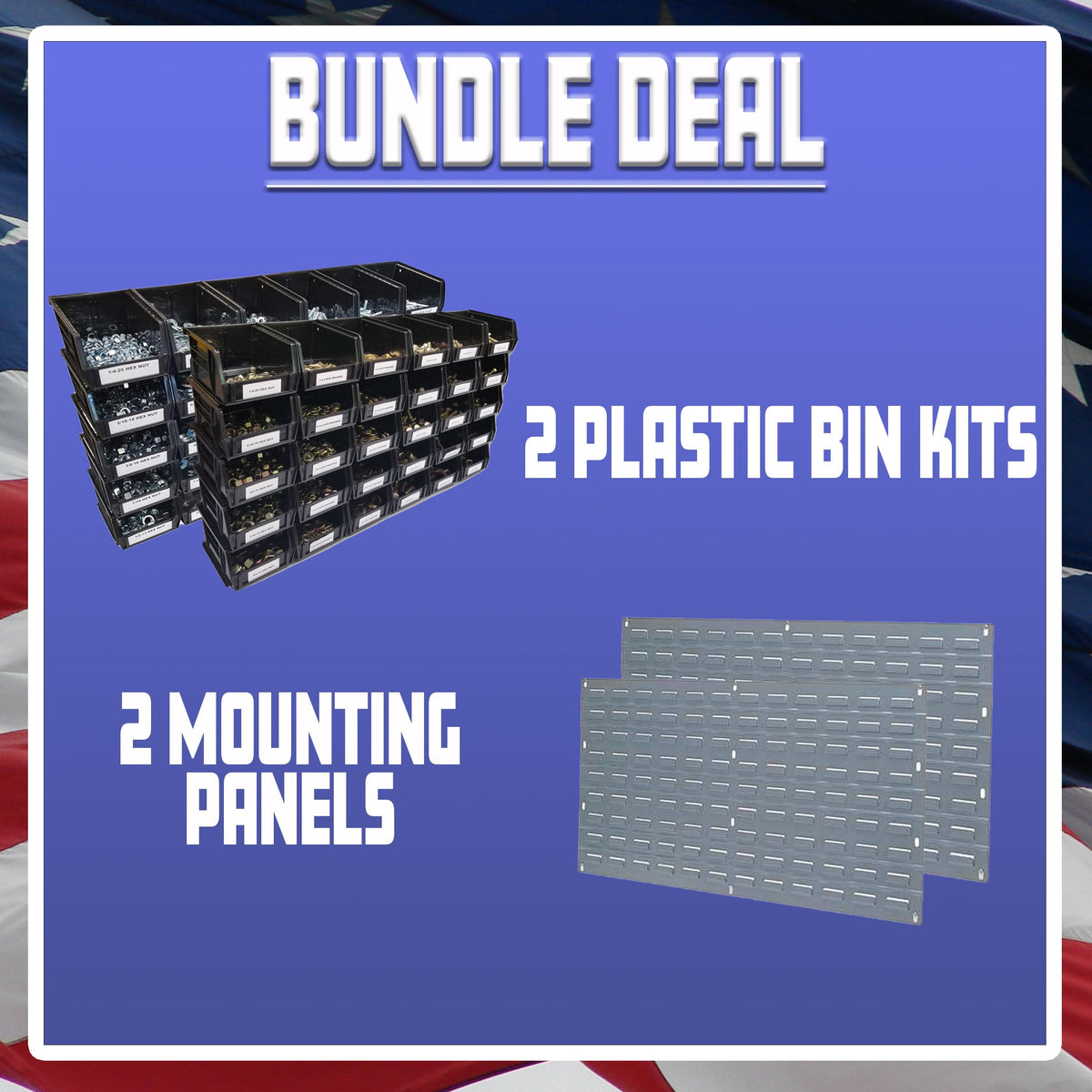 Two 1,035 Piece Plastic Bin Kit Bundle with Louvered Panels for Wall M ...